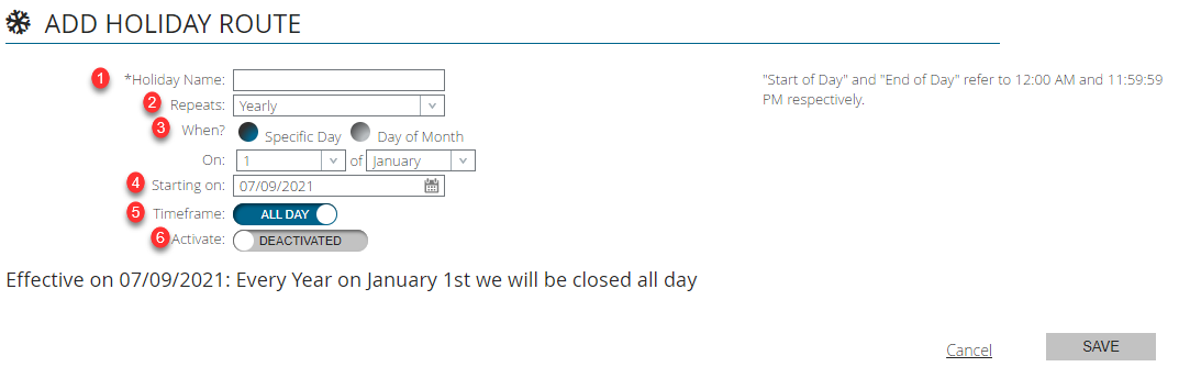 Holiday Routing – Cronus - Support Center